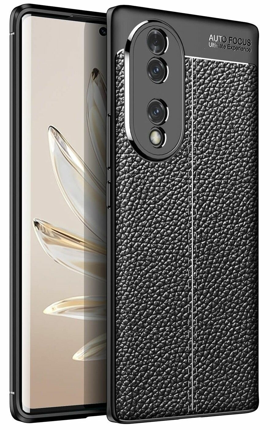 Чехол для Honor 70 силиконовый под кожу чёрный