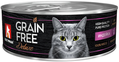 Корм влажный Зоогурман GRAIN FREE индейка для кошек (100 г)