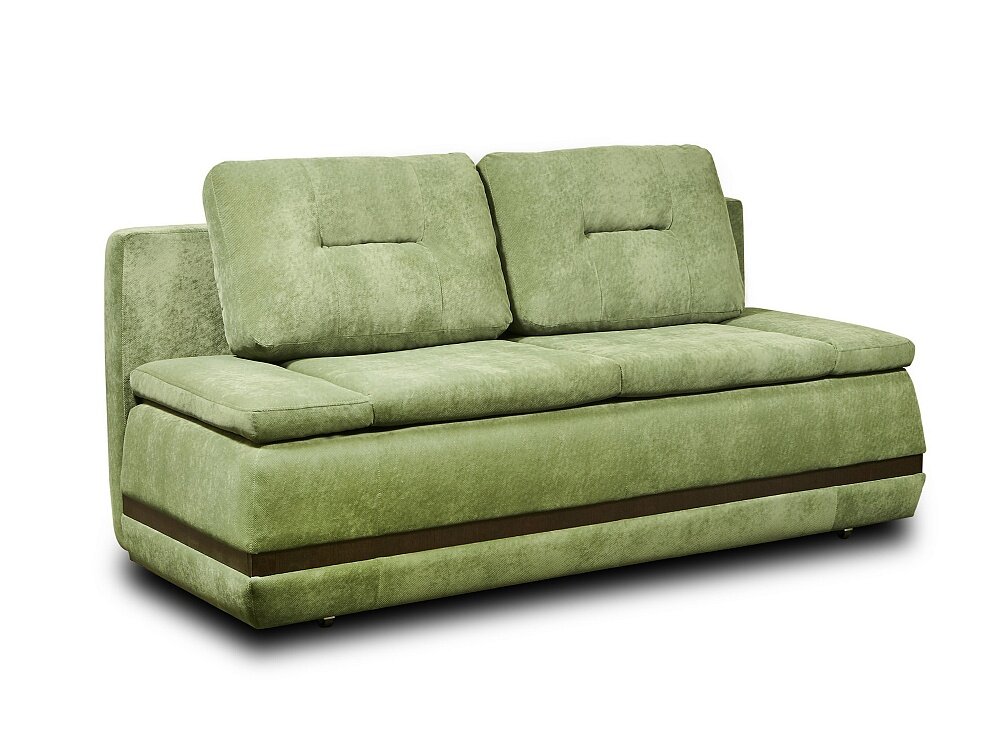 Прямой диван Твигги Салатовый Флок, еврокнижка, 206х90х83 см, с ящиком для белья