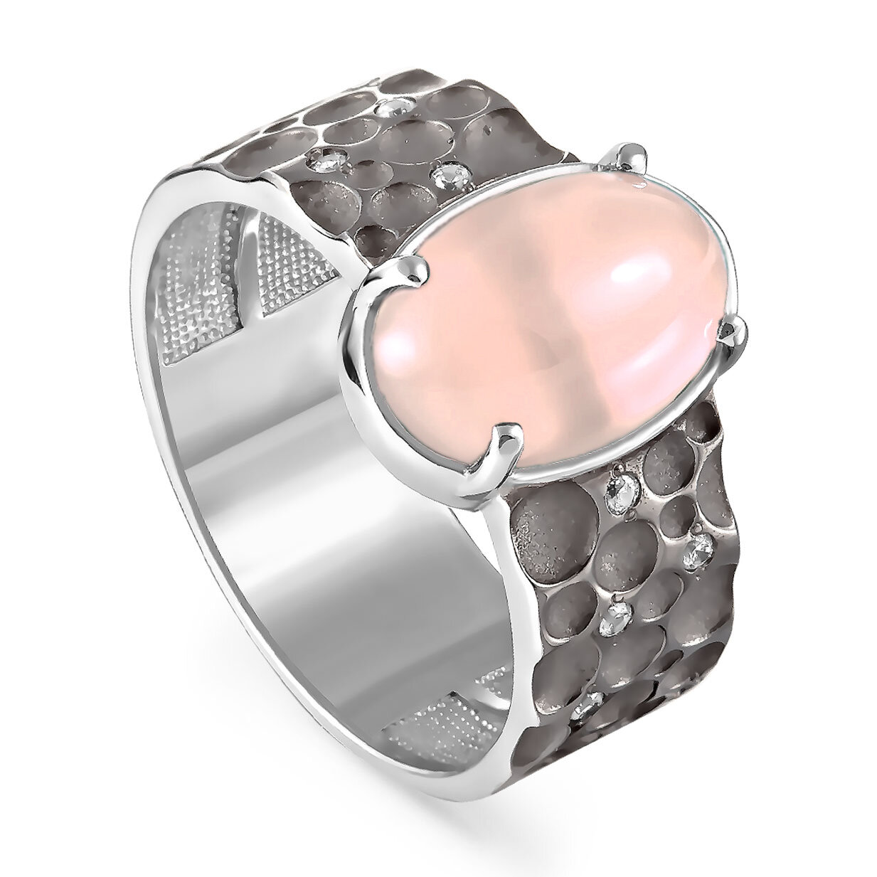 Кольцо тонкое, серебро, 925 проба, фианит, оникс