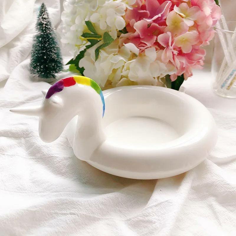 Миска сервировочная керамическая Floatie Unicorn/Керамическая тарелка-миска Единорог.
