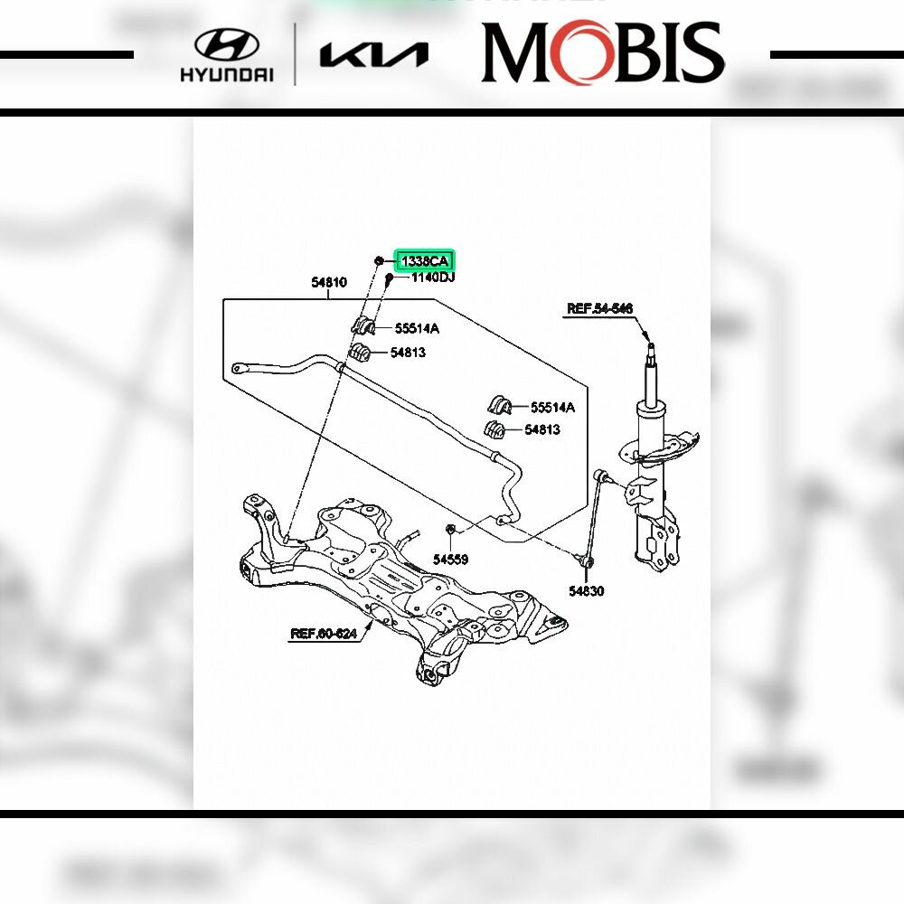 Гайка 4шт. Hyundai Solaris, H-1 Grand Starex, Kona, Matrix, Palisade, Santa Fe / арт. 1338610007K / бренд MOBIS
