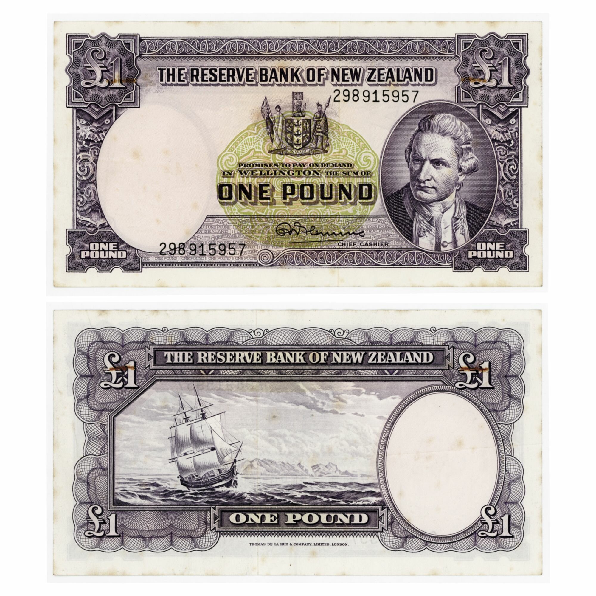 Банкнота Новая Зеландия 1 фунт 1956-1960 годы Very Fine (VF) Pick 159