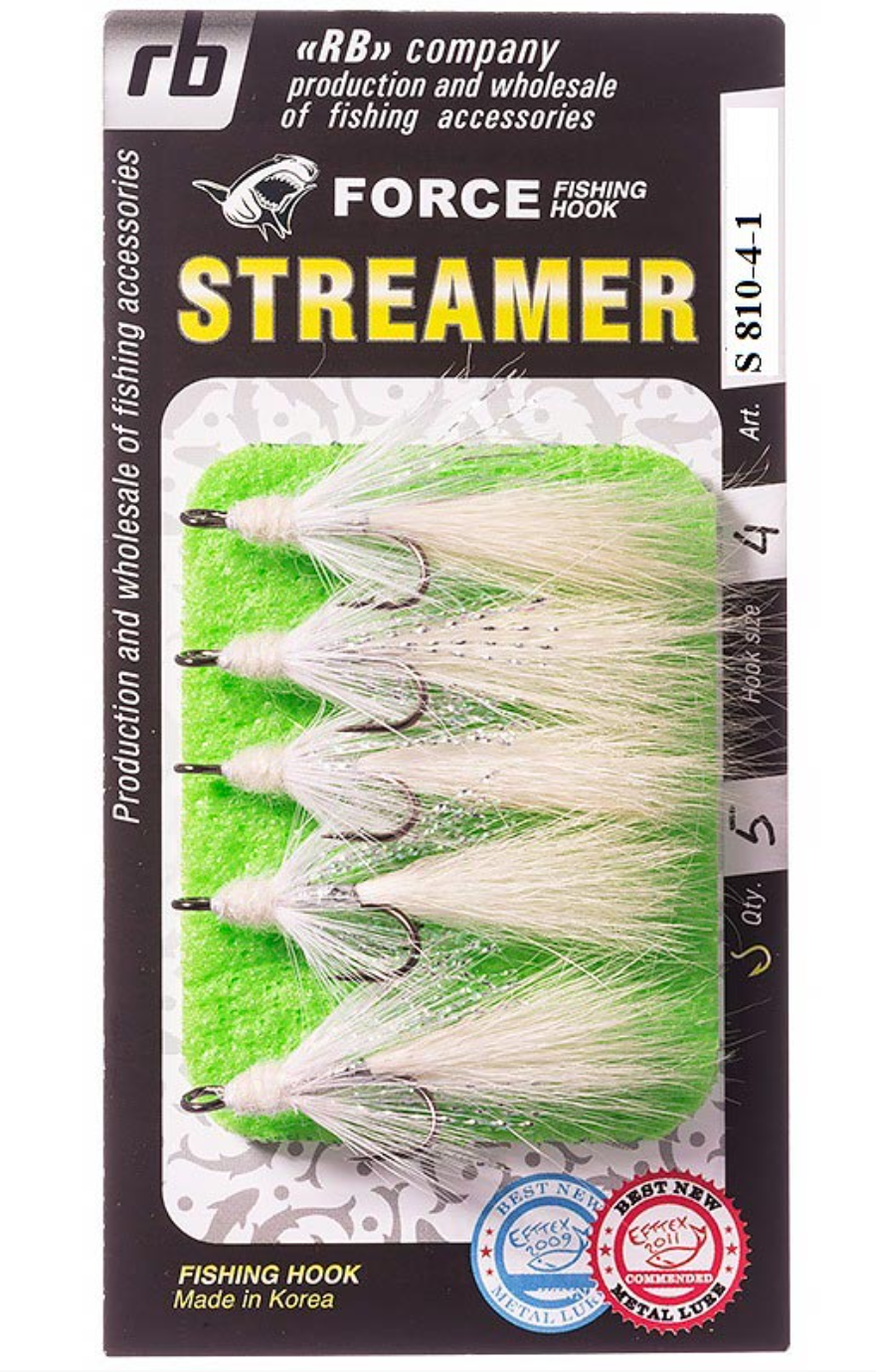 Набор стримеров RB (Русская Блесна) №4 FORSE на двойнике S810-4-1 (5 шт)