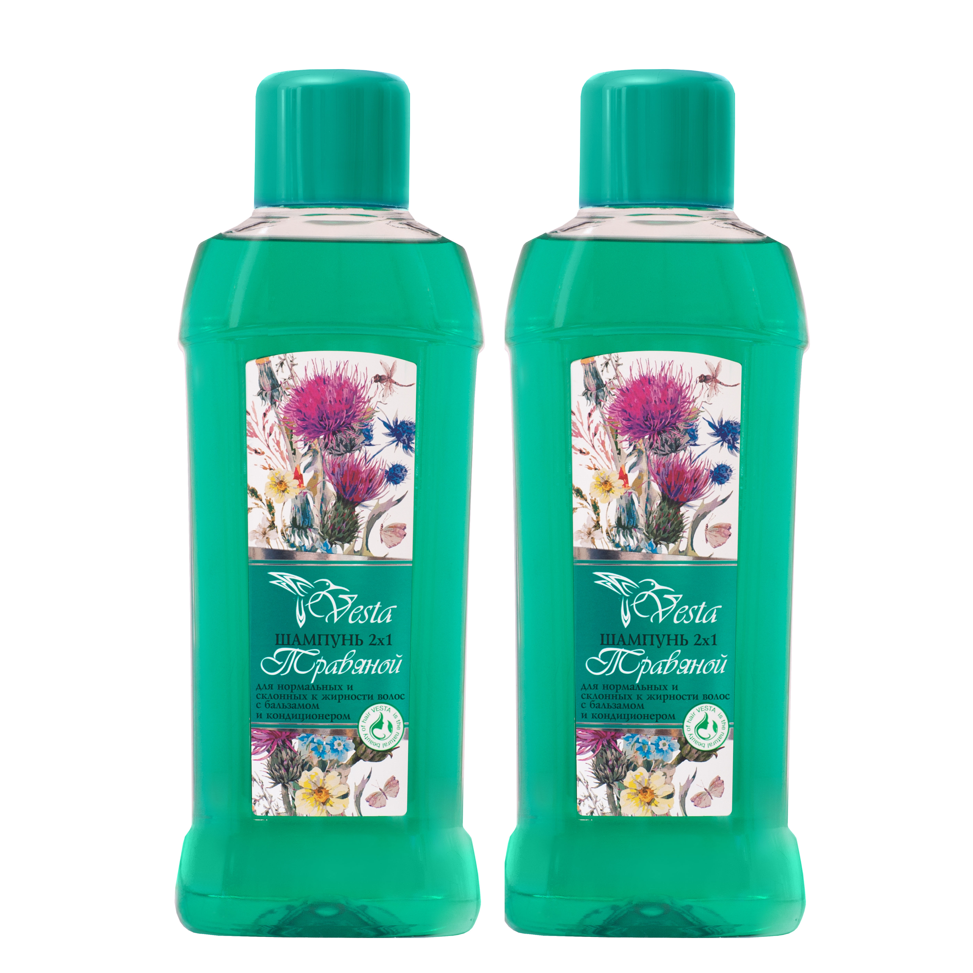 Шампунь ALWA "Веста", 2 в 1, травяной, для нормальных и жирных волос, 1 л * 2шт