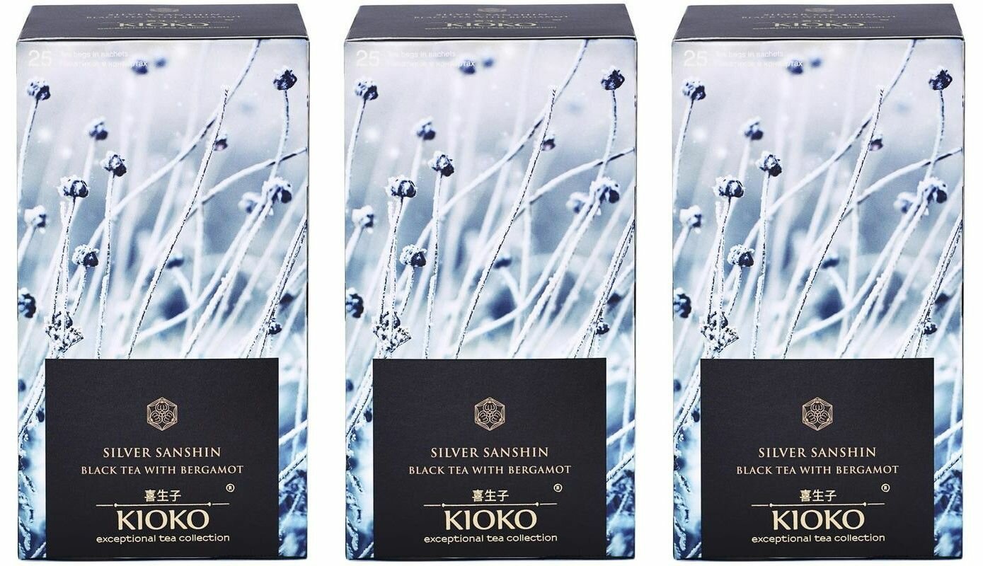 Kioko Чай черный Silver Sanshin, 25 пакетиков по 2 г, 3 уп