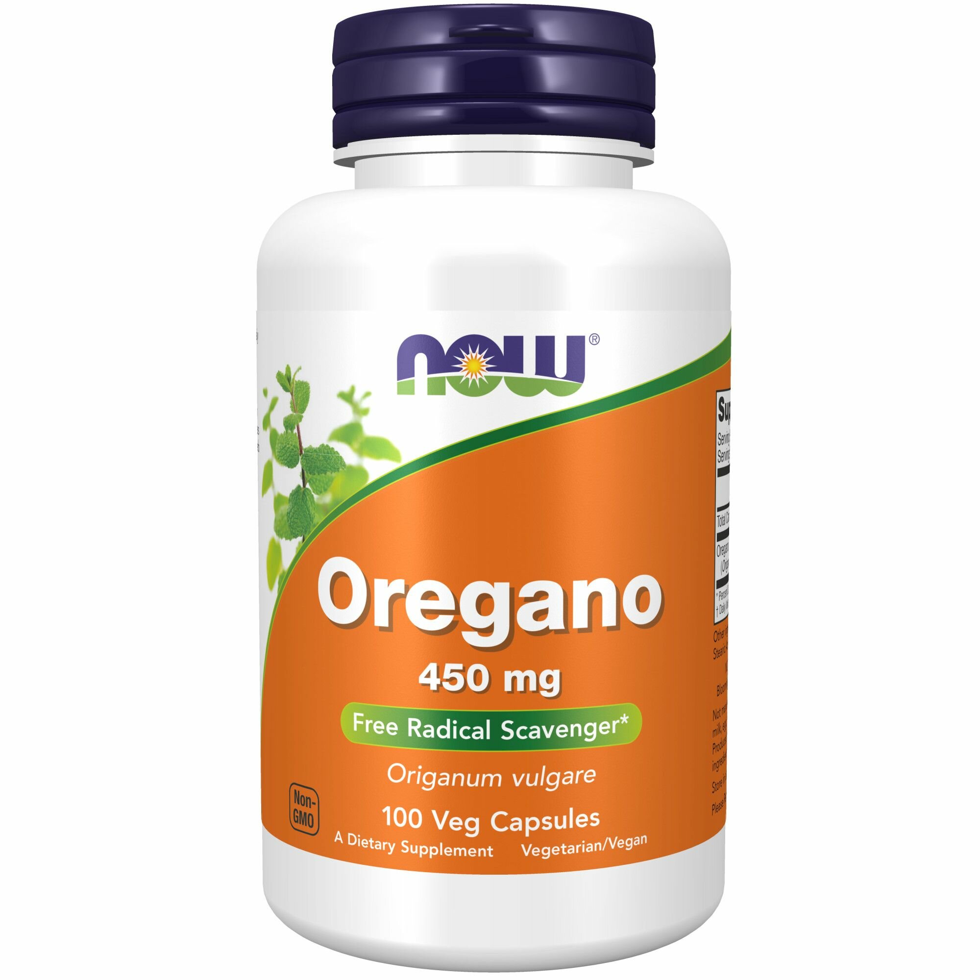 NOW Oregano 450 mg, Орегано, поддержка иммунной системы, 100 капсул