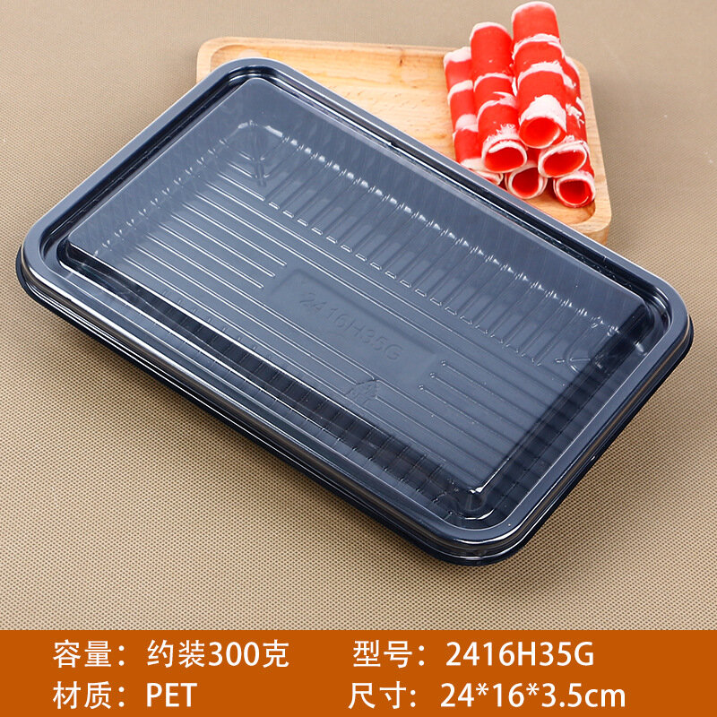 Оптовая упаковка для рулетов из говядины и ягненка, высококачественная упаковка для жирных ломтиков говядины, черное дно, одноразовая пластиковая коробка из ПП для замороженных продуктов