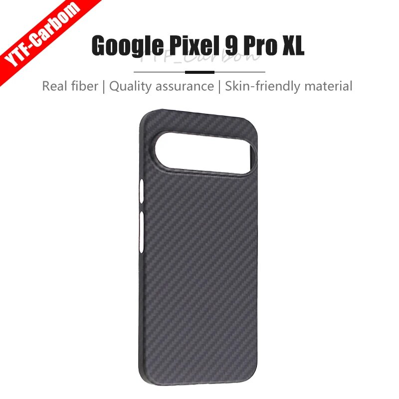 Чехол из углеродного волокна YTF-Carbon для Google Pixel 9 Pro XL, чехол из арамидного волокна с защитой от падения, чехол Pixel 9, тонкий и легкий Black(Big), Pixel 9