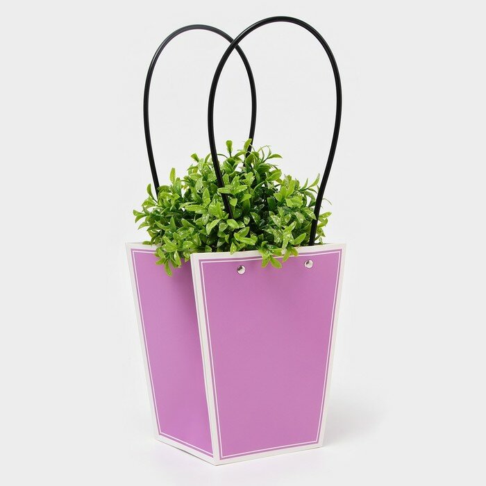 Сумка для цветов сиреневая влагостойкая, 17x17-11.5x11.5-20 см 9