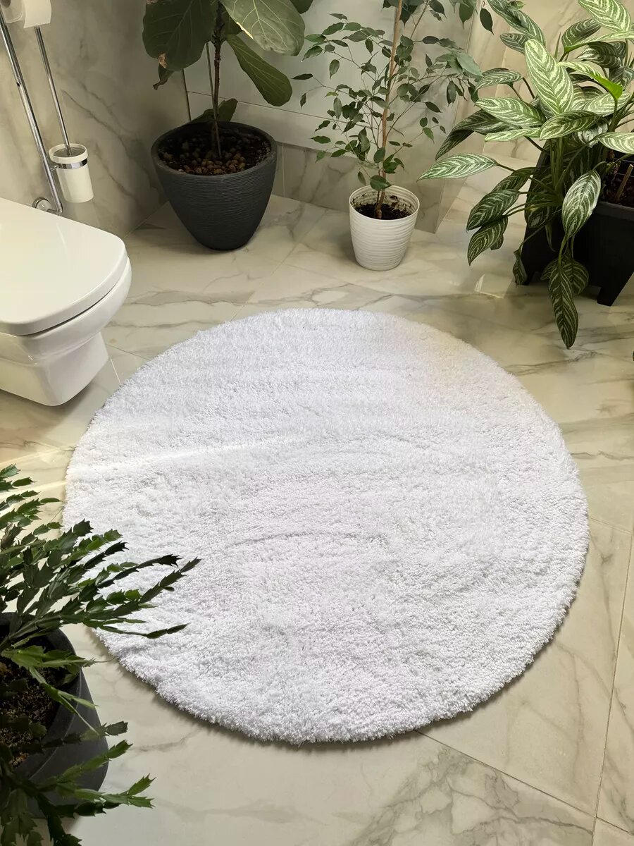 Коврик Natali's Carpets круглый для всех видов комнат белый 60х60 см