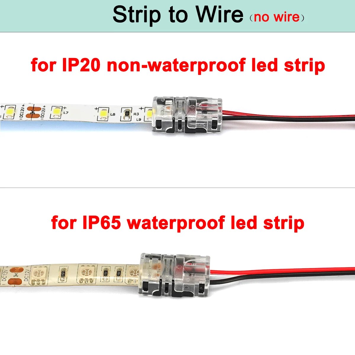 Разъемы для светодиодной ленты DelightFire 6pin 12mm IP65, 10pcs, LED Strip to Wire