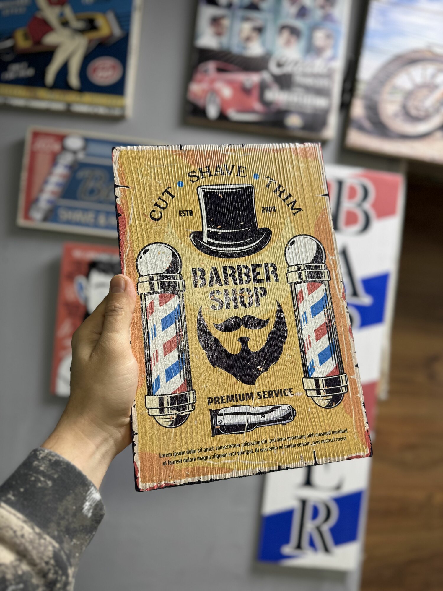 Картина табличка для барбершопа Premium service 20х30