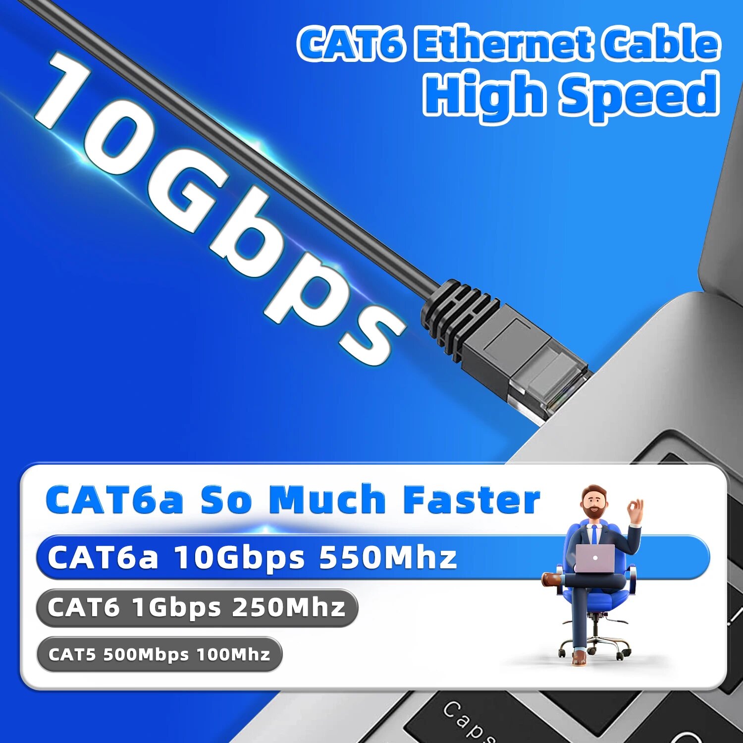 Cat 6a Ethernet кабель белый 3m — фото 1