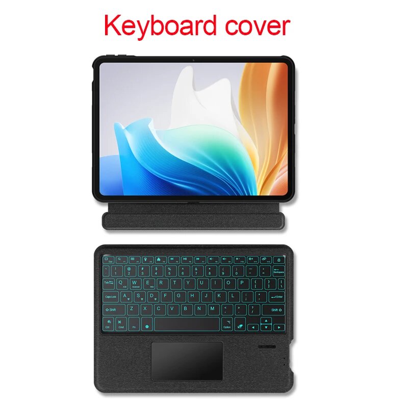 Кожаная съемная Bluetooth-клавиатура AJIUYU для OnePlus Pad Go 2023, OPPO Pad Air 2 Russian Layout, Keyboard Cover