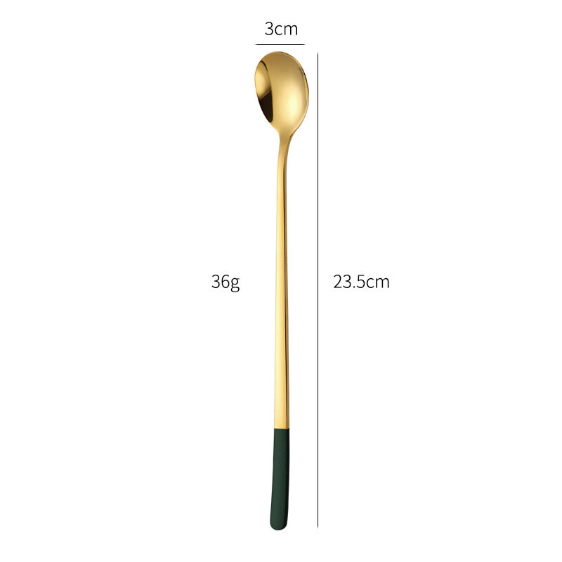 304 ложка из нержавеющей стали корейский стиль длинная ручка ложка для льда Бар Ложка для смешивания высокая цветовая
