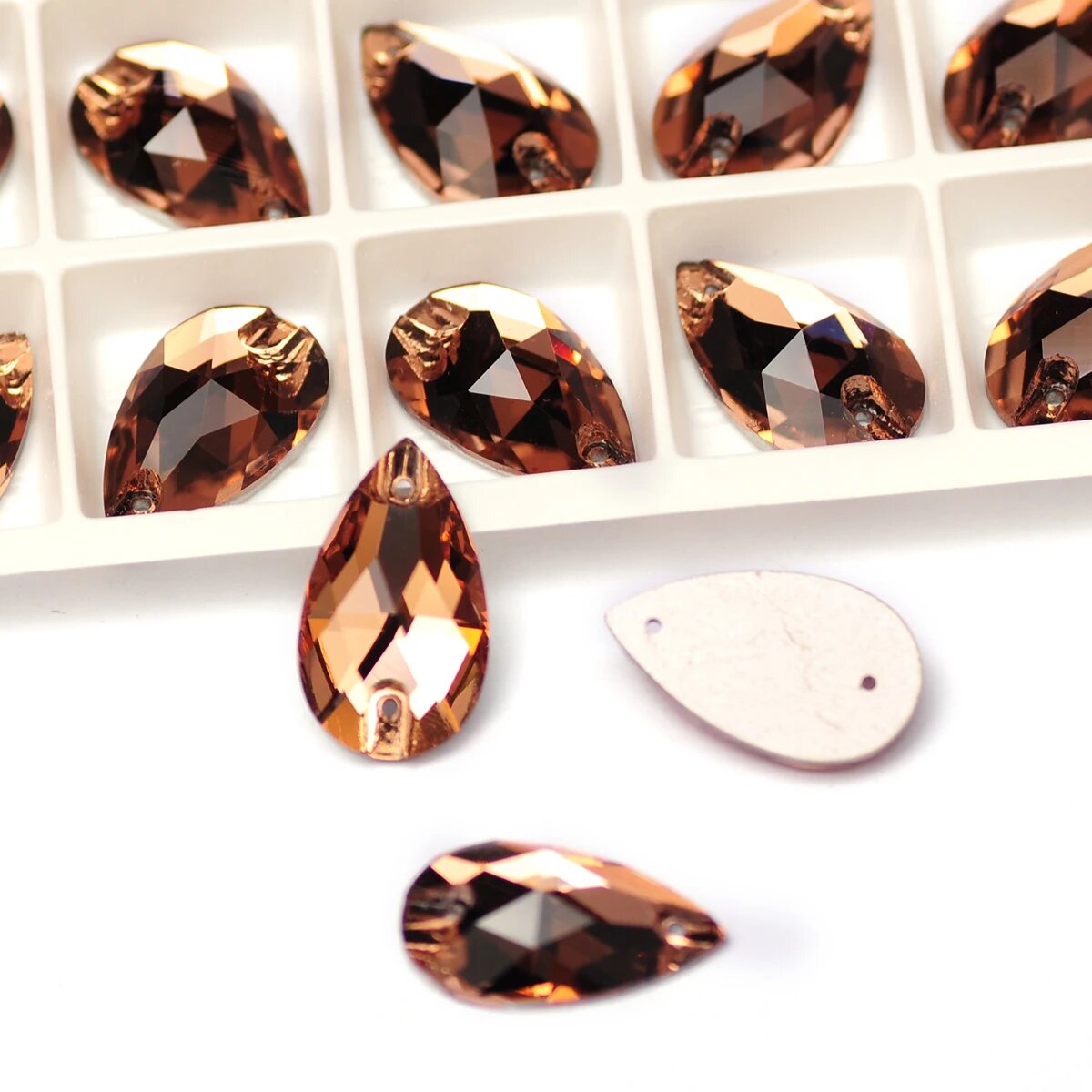 CTPA3bI кристаллы для вышивания светлый дымчатый топаз 7x12mm-96pcs