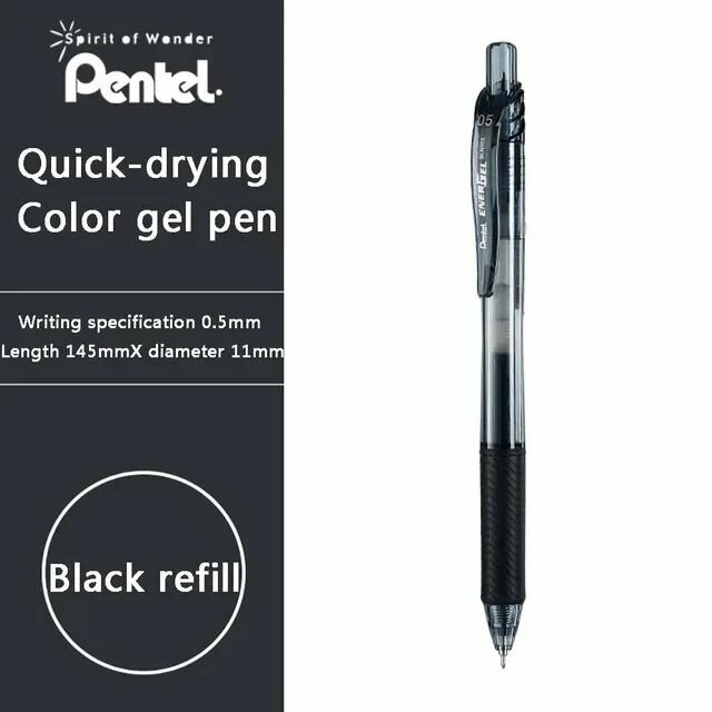 12 шт, японская быстросохнущая нейтральная игольная ручка Pentel BLN-105, 0,5 мм