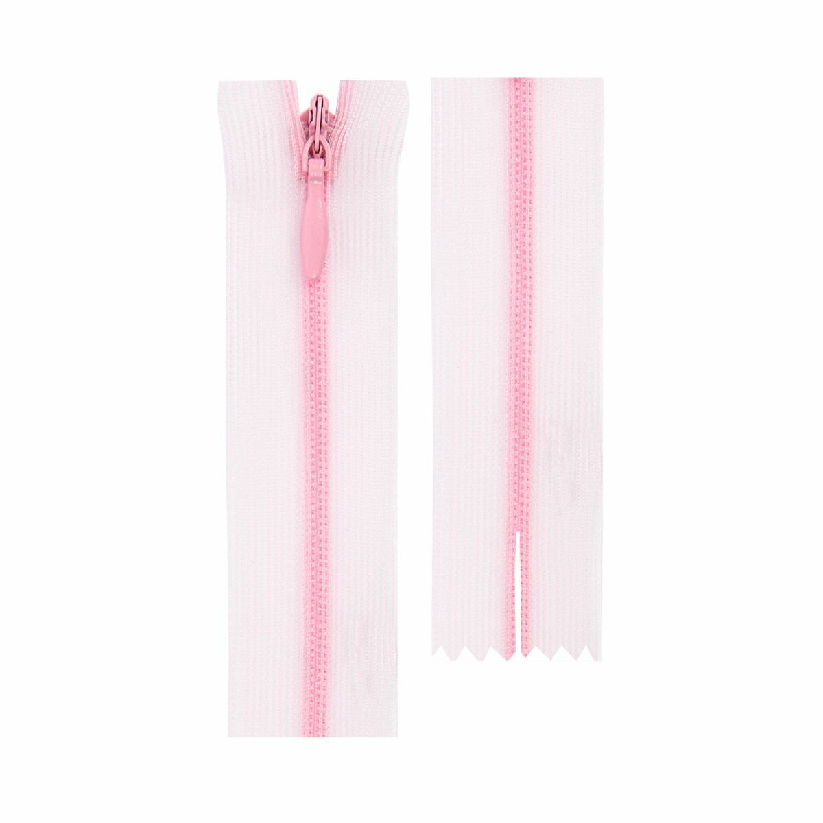 Молния 10 шт спираль н/р потайная тип 3 "Gamma" G010S 30 см на сетчатой тесьме пластик №133 св. розовый