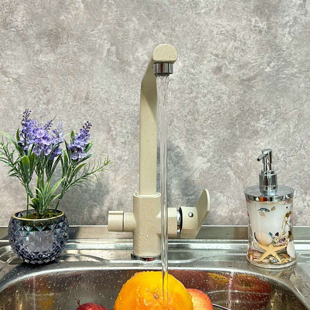 Смеситель для кухни из латуни с поворотным изливом под фильтр HL15084-А цвет светло-бежевый от бренда Hansen