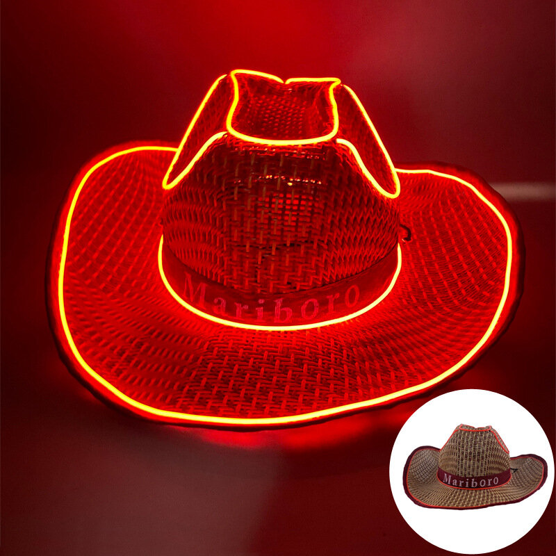 Шляпа "Ковбой", соломенная, с козырьком, винно-красная, размер 1