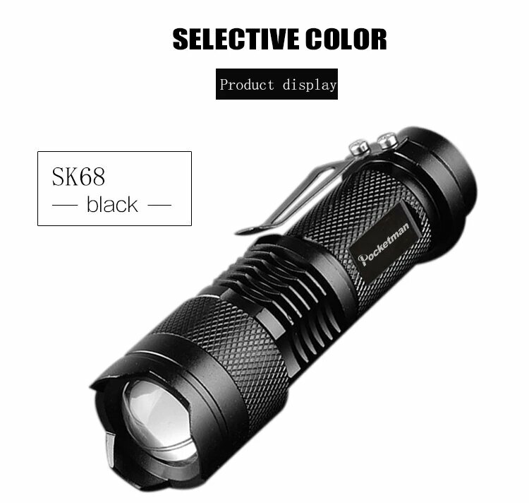 Фонарик POCKETMAN SK68 черный, 3 режима