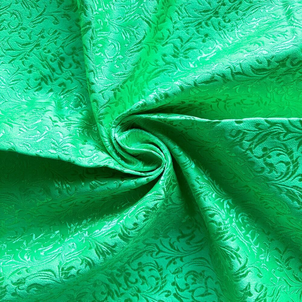 Парча жаккард пшеничный цветок Изумрудный, светло-зеленый