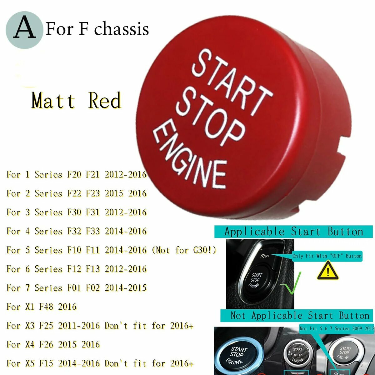 Крышка кнопки Start/Stop Matt Red A для BMW F серии