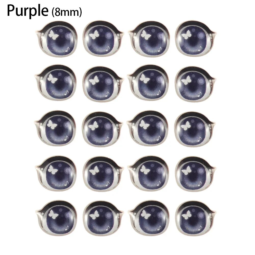 Фиолетовые глаза-бабочки 8mm для кукол (10 шт.)