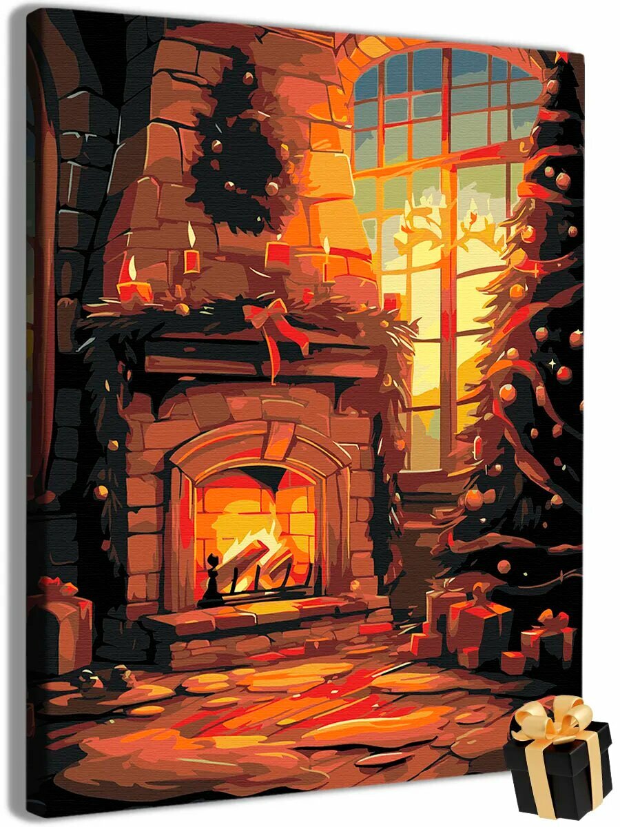 Картина по номерам камин