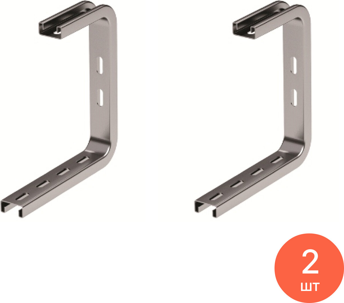 Консоль для кабельных лотков DKC / ДКС DS BBA3010 легкая потолочная для монтажа трассы, оцинкованная стальная, толщина металла 2.5мм, длина основания 100мм / крепеж (комплект из 2 шт)