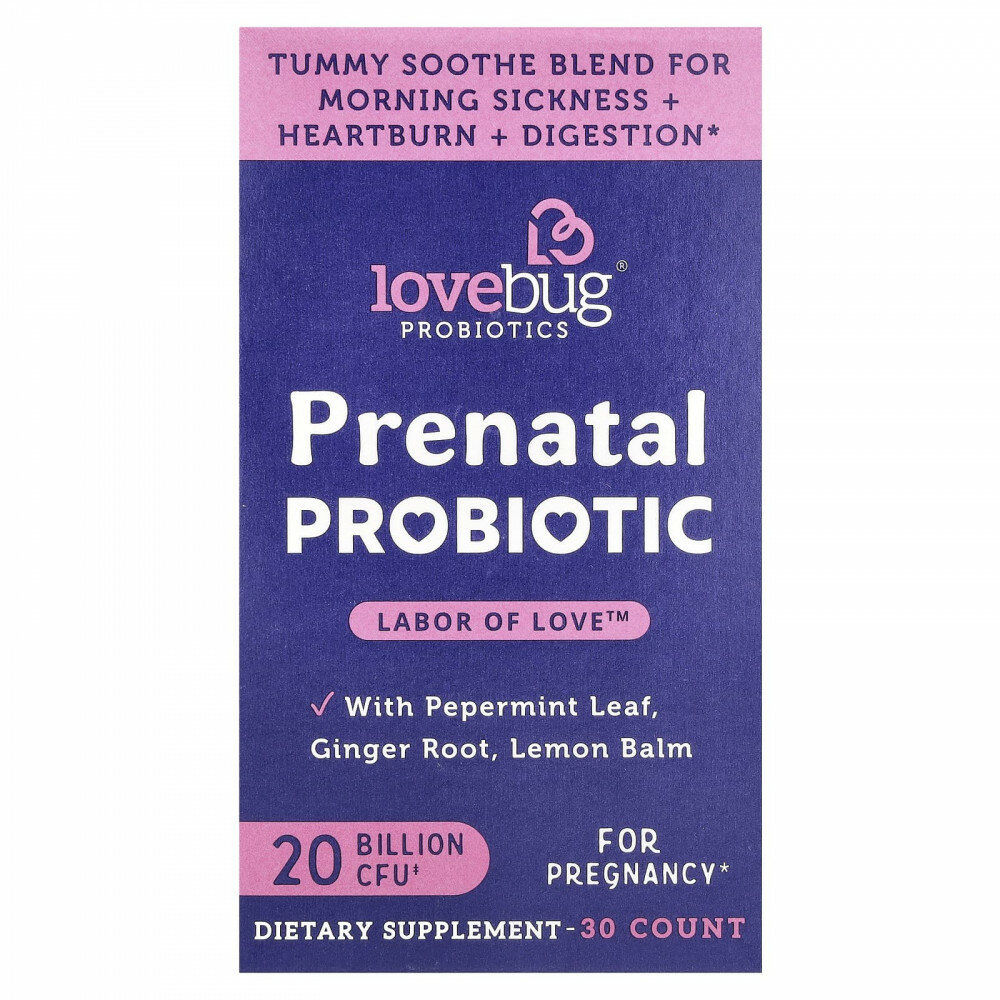 LoveBug Probiotics, пренатальный пробиотик, 20 млрд КОЕ, 30 капсул