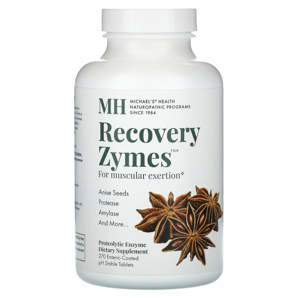 Michael's Health, Recovery Zymes, 270 таблеток, покрытых кишечнорастворимой оболочкой и обеспечивающих стабильный уровень pH