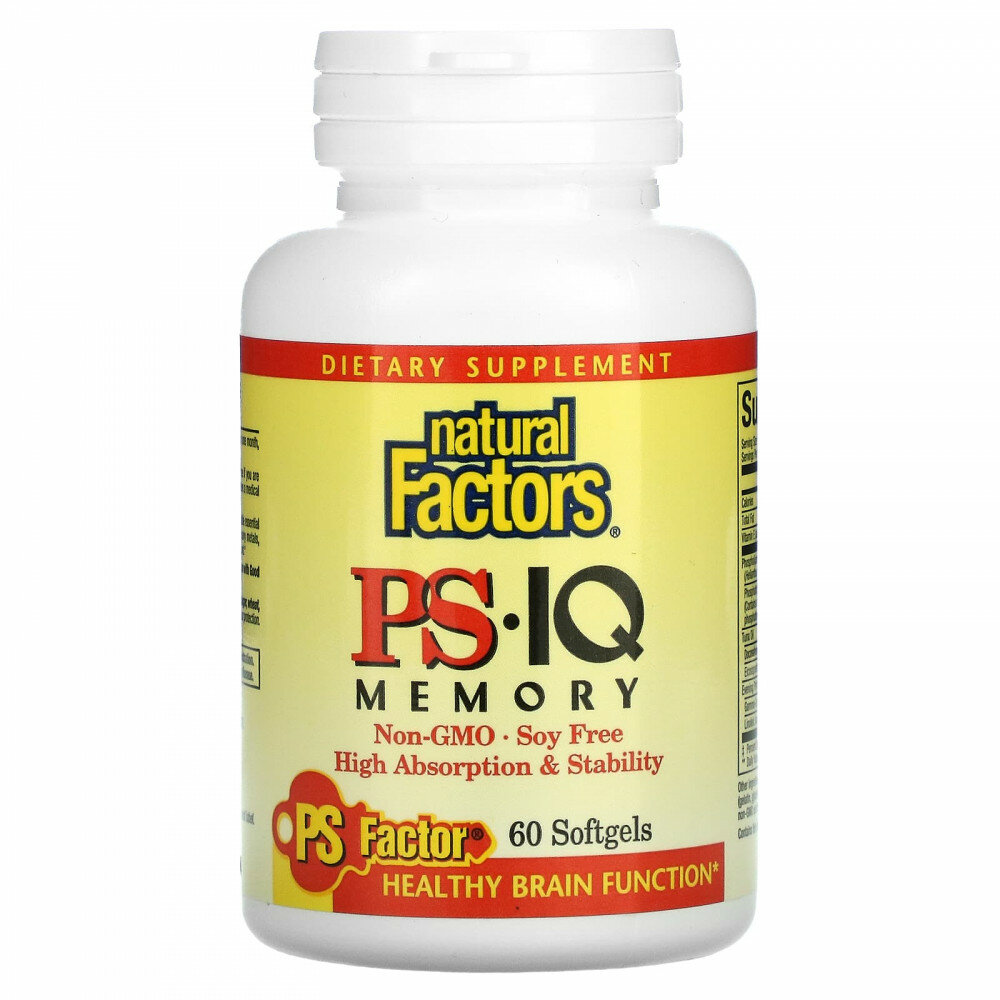 Natural Factors, PS, IQ Memory, 60 капсул