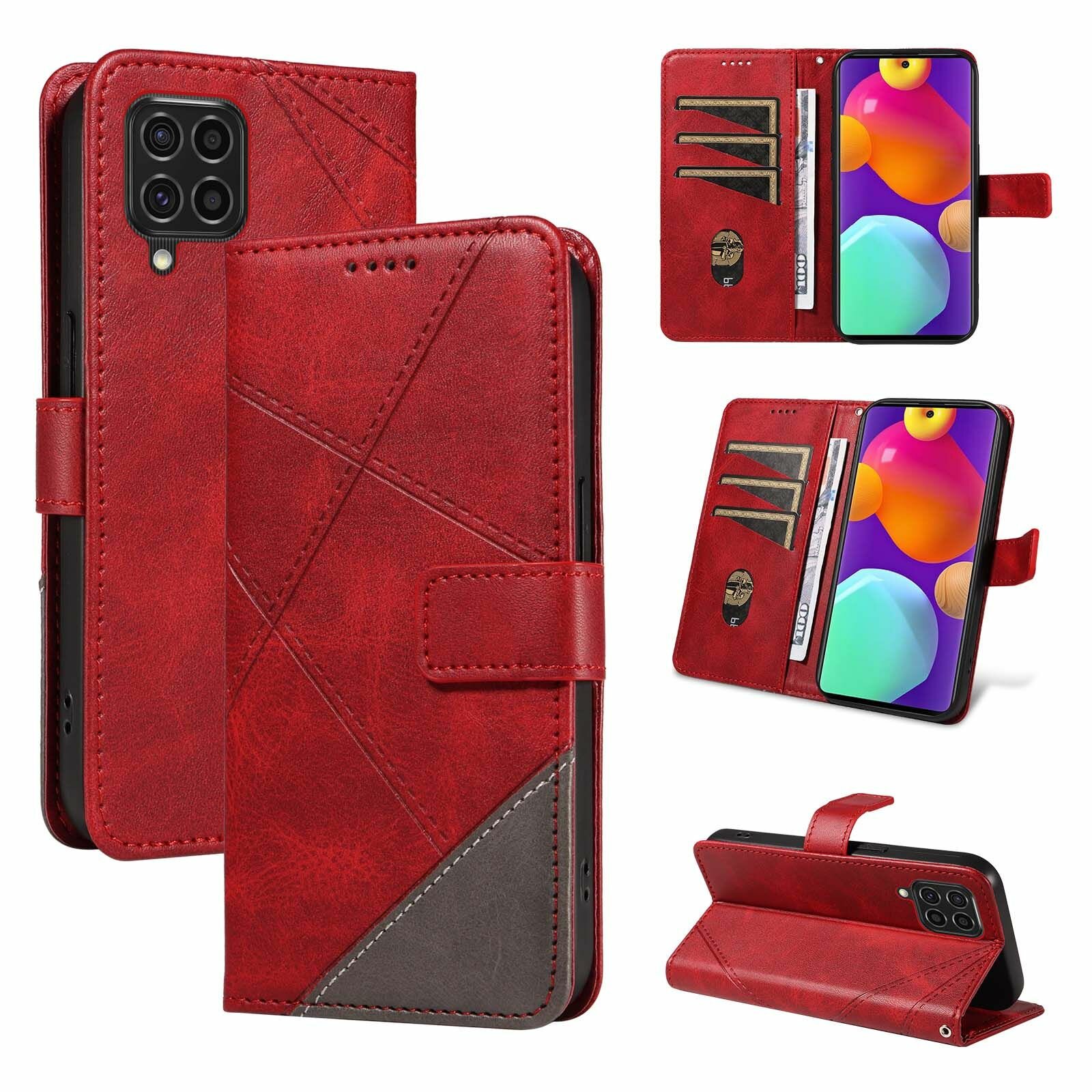YIKATU Чехол книжка для Samsung Galaxy M62 (Самсунг Галакси M62) кожаный черный с магнитной застежкой, flip чехол с функцией подставки, С вытяжным шнуром