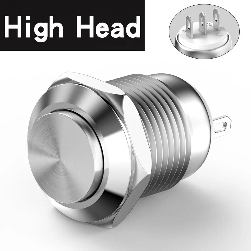 Переключатель ножной металлический 12мм High Head, фиксированный