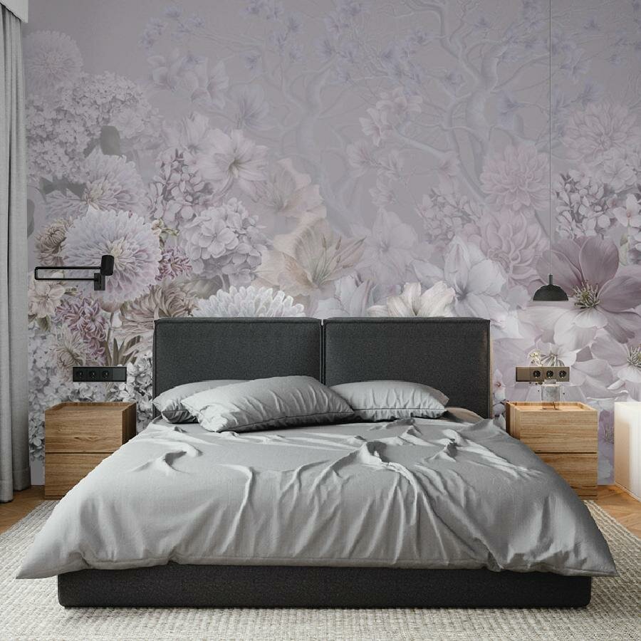 Фотообои Букет с сиренью 13-100-M-Холст 270 x 300 см (ВхШ) Бесшовные, флизелиновые, влагостойкие обои MasterFresok