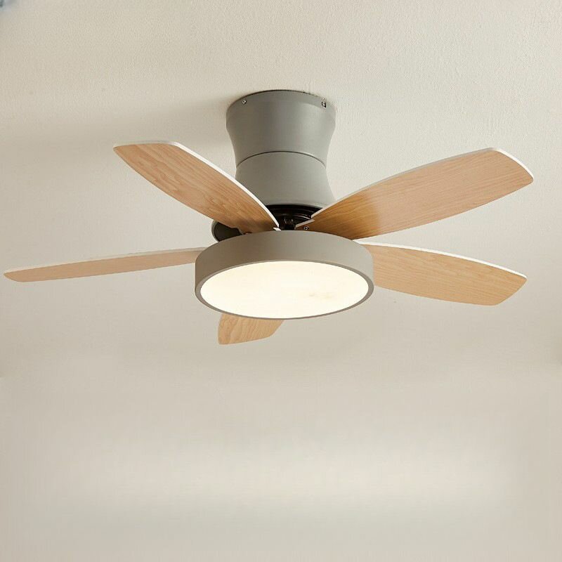 Потолочный вентилятор с освещением, из дерева, 36-дюймовый, пульт ДУ, серый