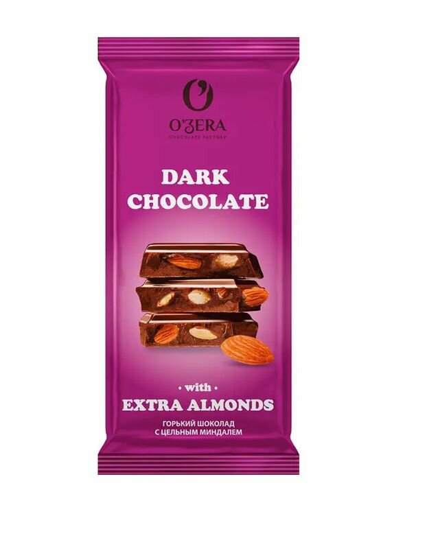 O'Zera Шоколад горький Dark & Extra Almond, 90 г