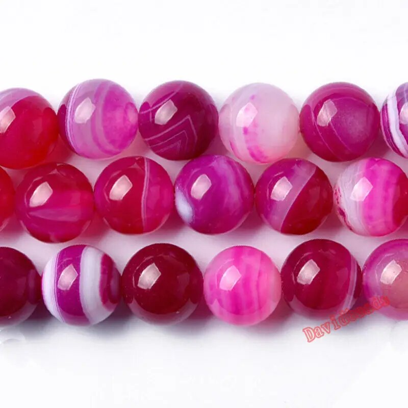 Бусины из агата MOON BEADS, розово-красные в полоску, 4-12 мм 8mm 48pcs 1lot