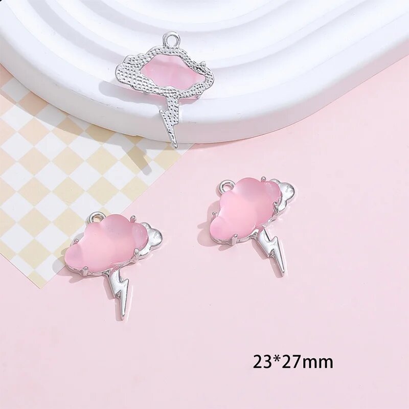 Молния Облако подвеска из сплава Розовый, 1-1pc