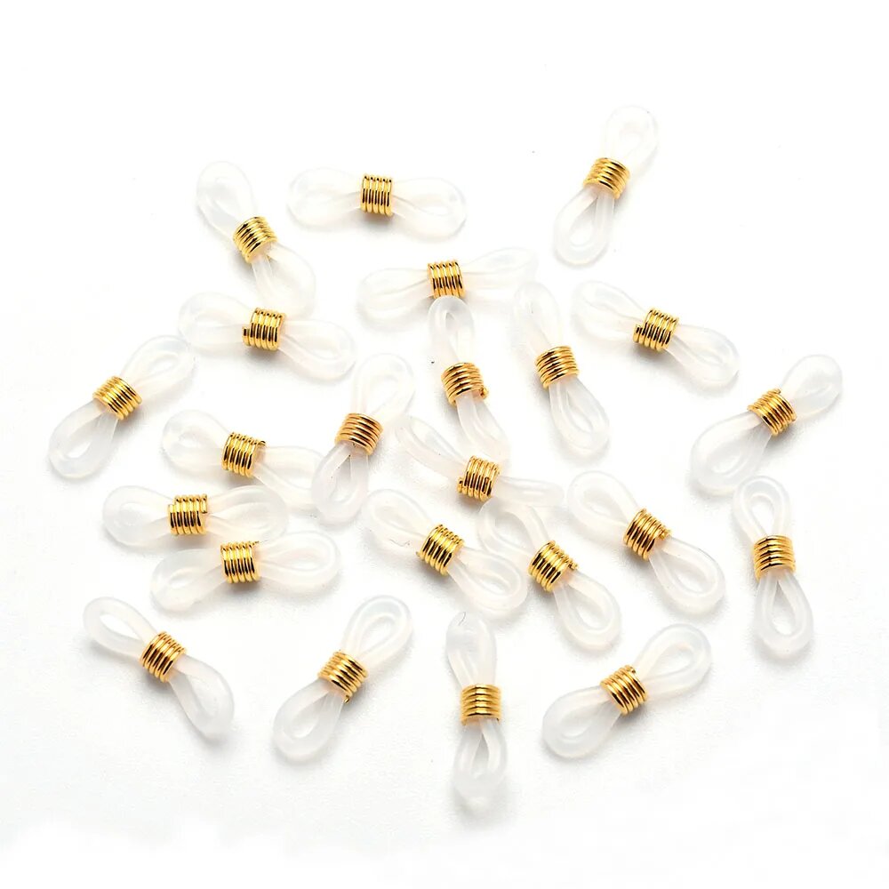 Резиновые соединители для очков 20 пар Clear and Gold