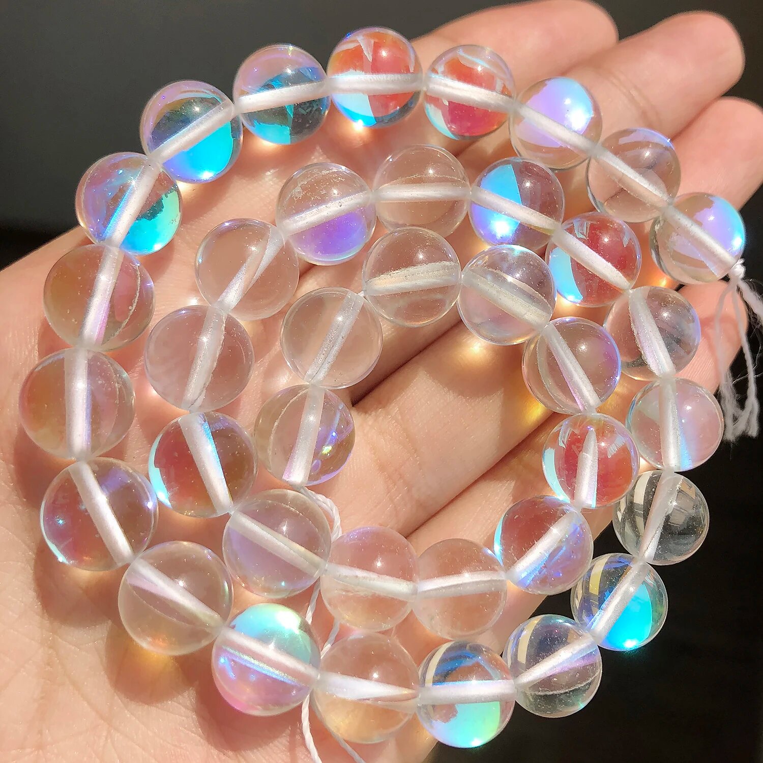 Кварцевые бусины GMB724, прозрачные, круглые, 4/6/8/10/12 мм 12mm 30pcs beads, Flash Crystal