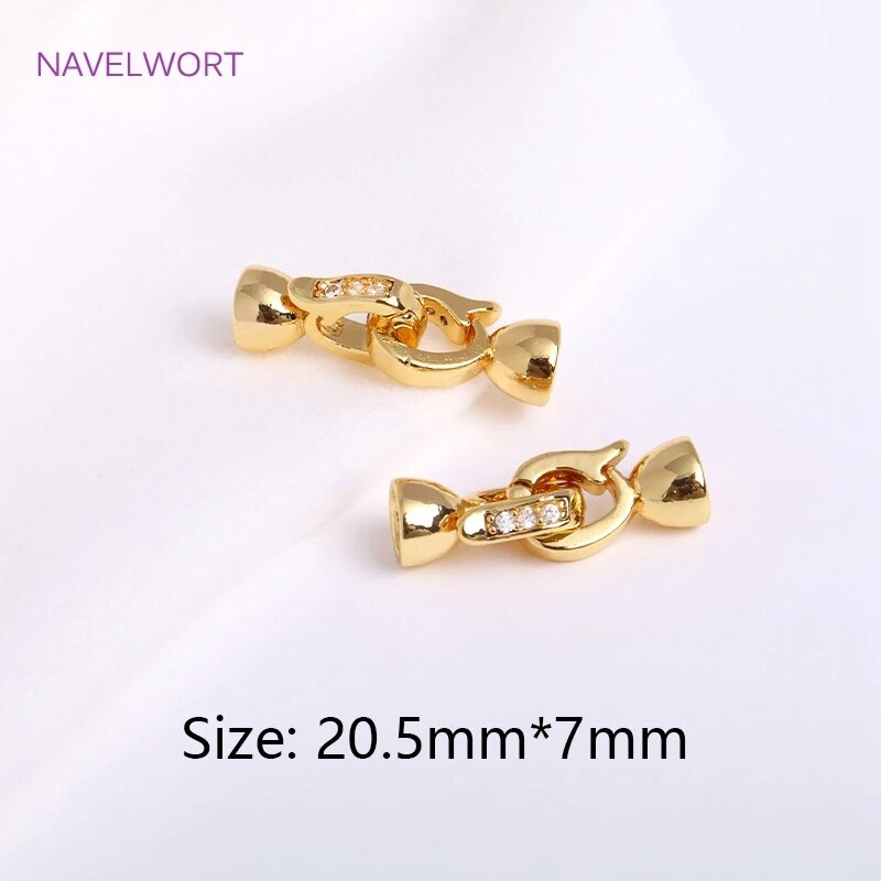 Золотые застежки для ожерелий NAVELWORT с цирконием, 18K gold plated, 2 pieces