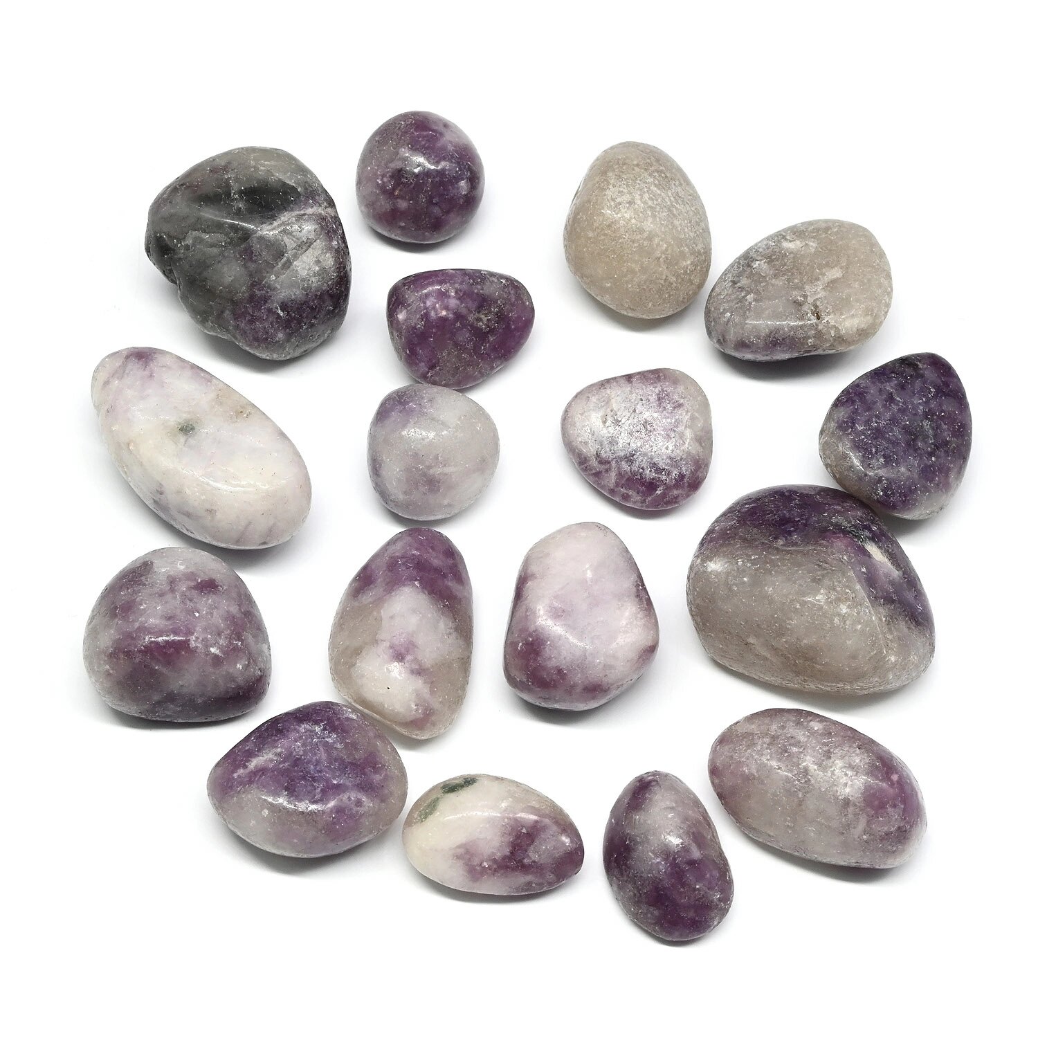 Лепидолит галтовка фракция 10-25мм, упаковка 100г .