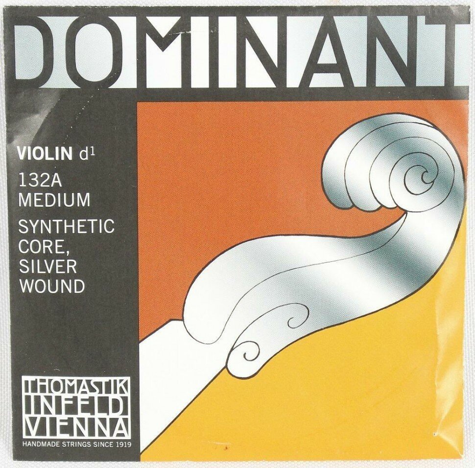 Струна отдельная скрипичная 132A D(РЕ) Dominant , синтетика/серебро , Thomastik