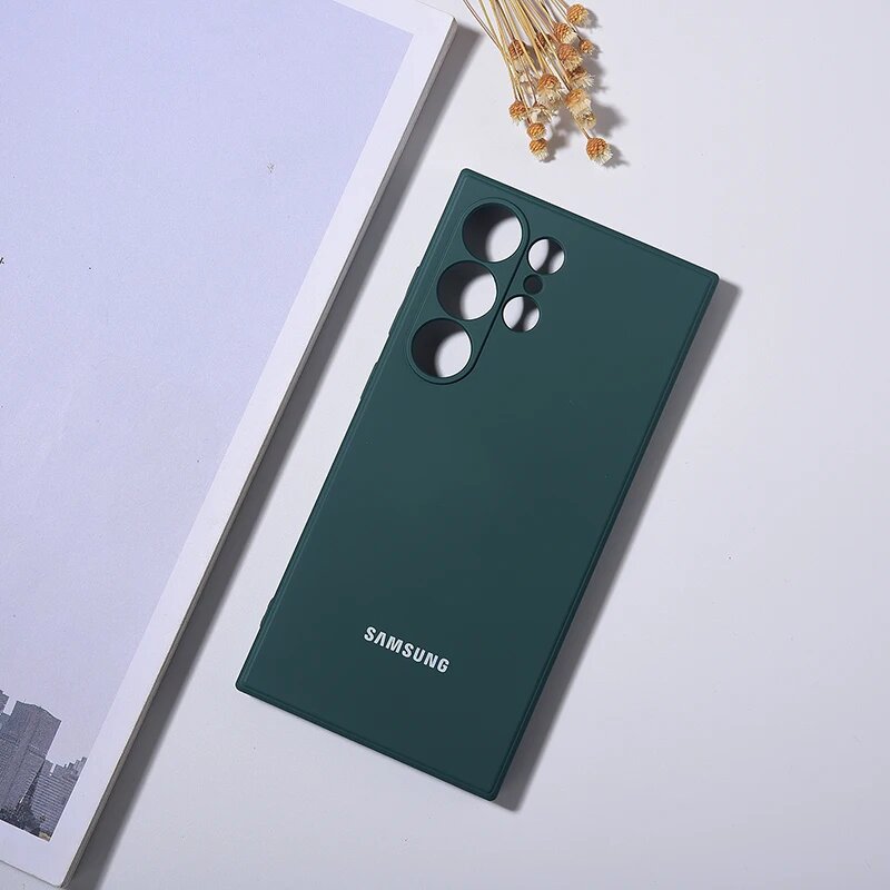 Оригинальный чехол для Samsung Galaxy S24 Ultra S23 S22 S21 Темно-зеленый, Dark Green, For S23 Plus