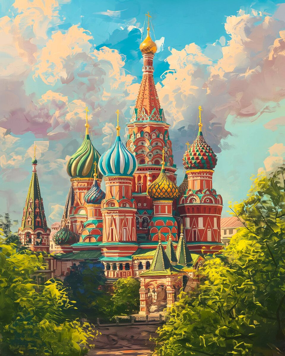 Картина по номерам Храм Василия Блаженного 40х50