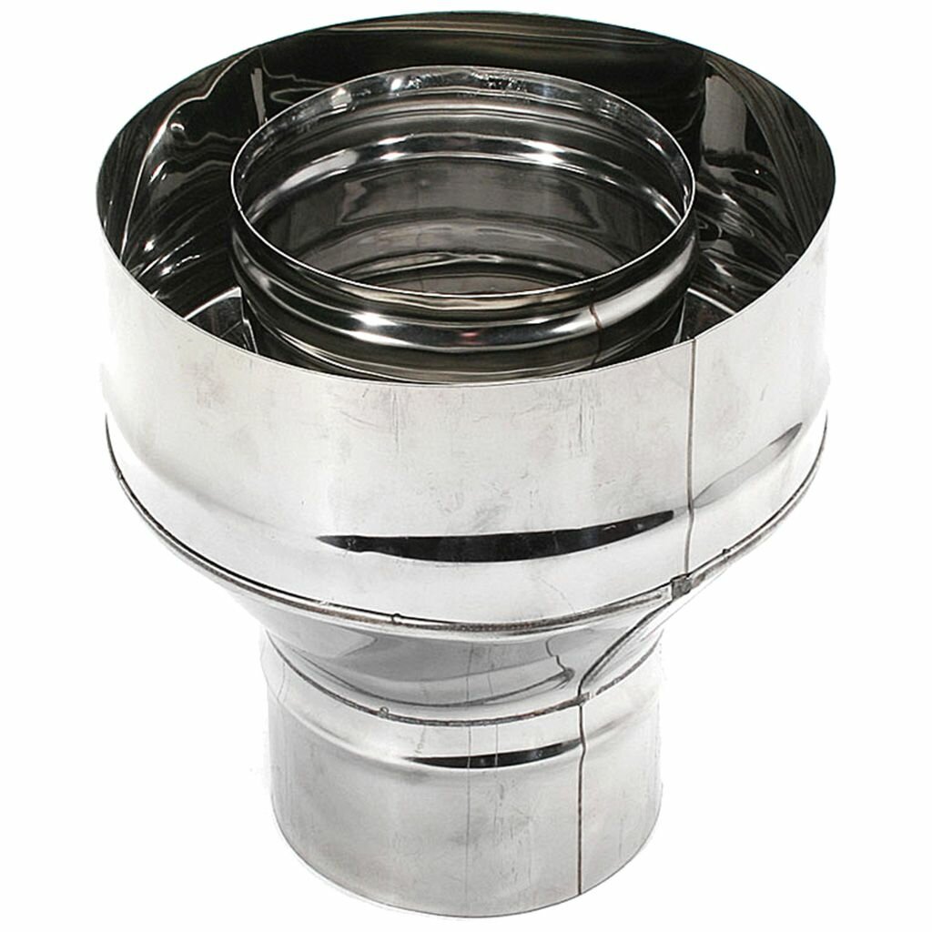 Переход с одноконт. на двухконт. дымоход 115/180, нерж. 0,5мм