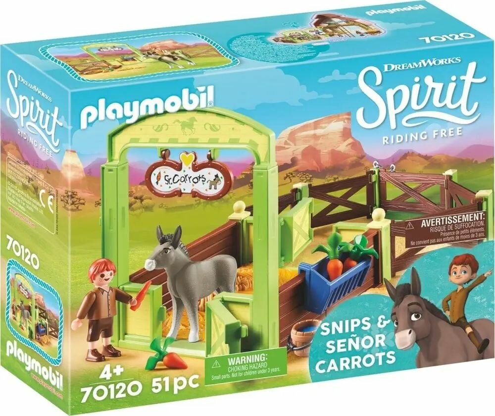 Конструктор Playmobil Spirit - Конюшня Снипс с осликом Мистером Кэррот - Плеймобиль 70120